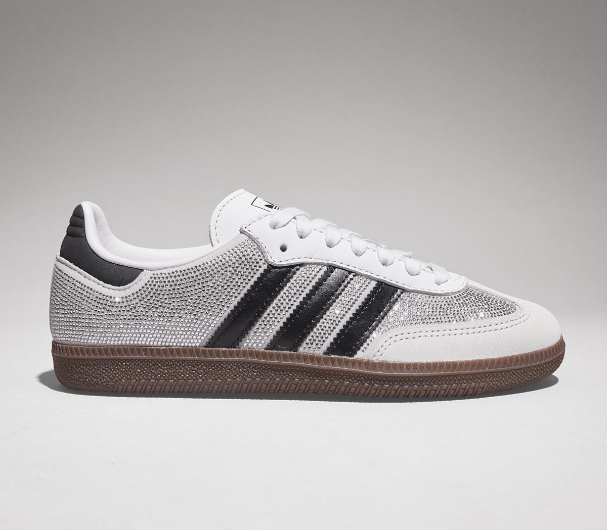 adidas Samba OG Trainers Crystal White Black Silver Metallic - Women's ...