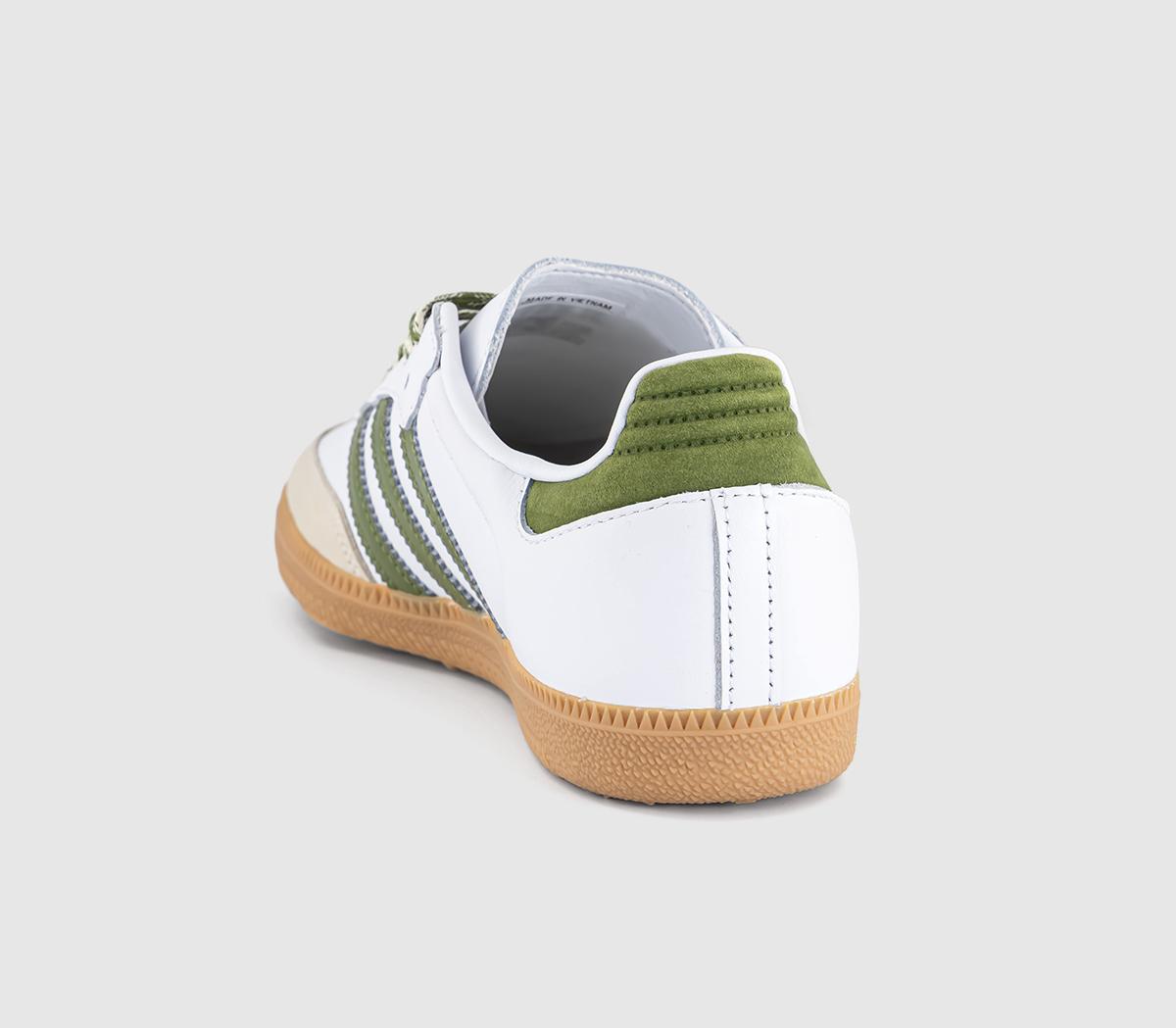 adidas Samba OG Trainers White Olive Gum - Women's Trainers