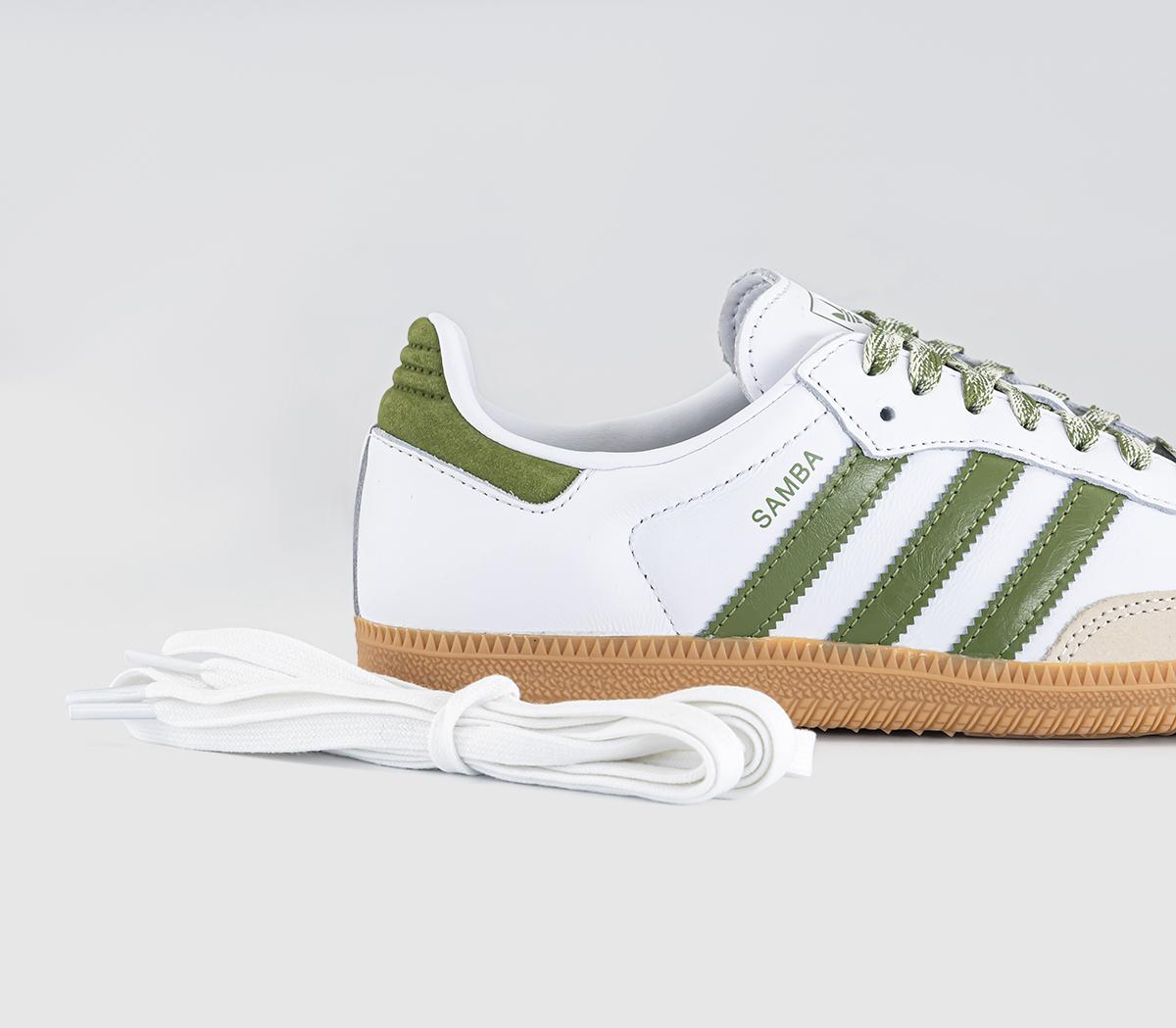 adidas Samba OG Trainers White Olive Gum - Women's Trainers
