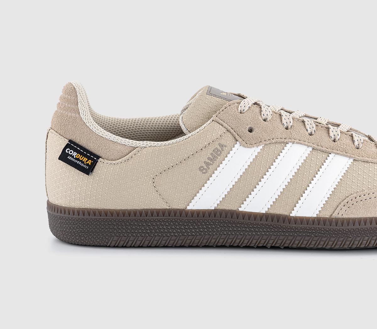 adidas Samba OG Trainers Stone Khaki Chalk White Trace Khaki - Mens Shoes