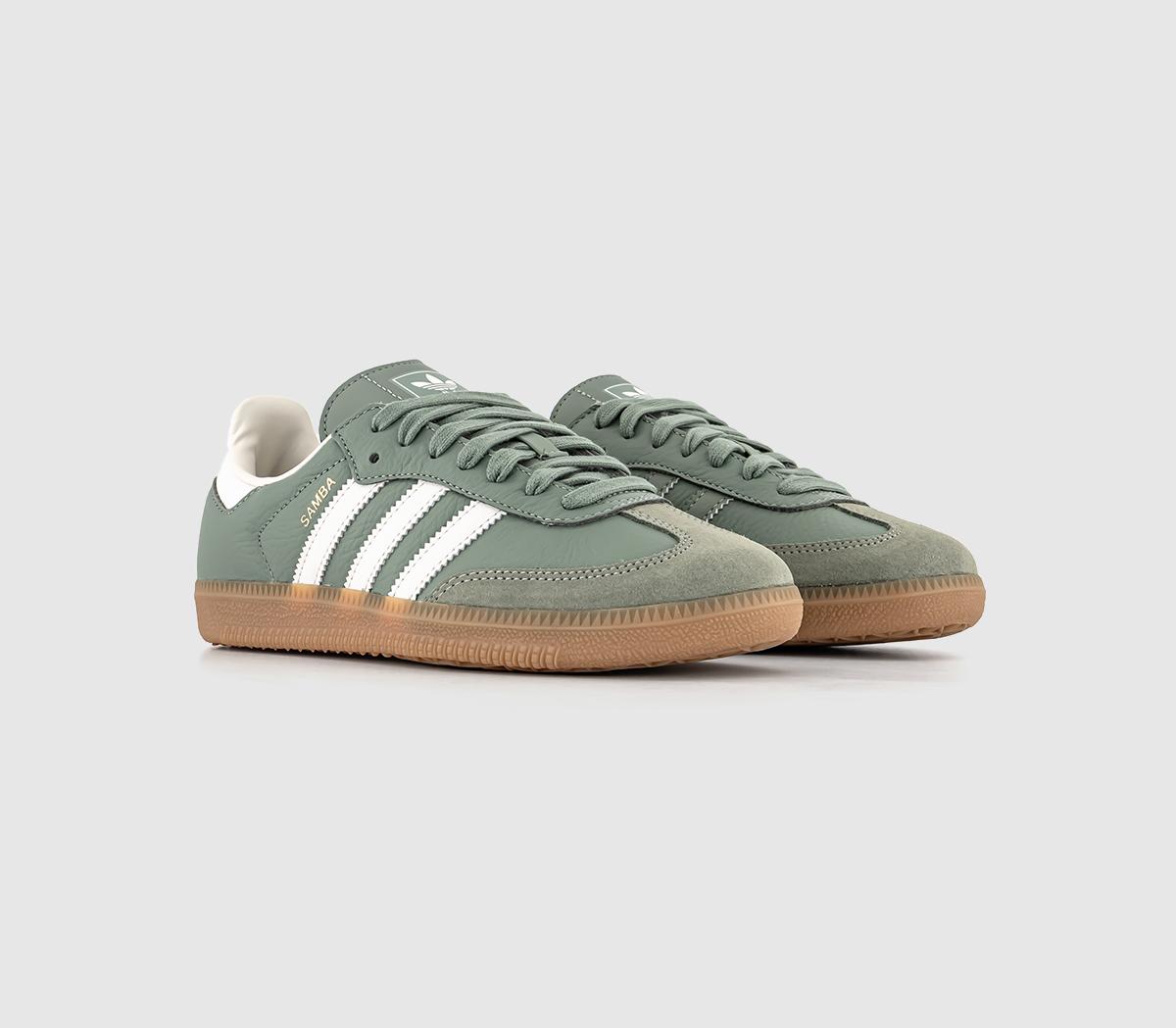 adidas Samba OG Trainers Silver Green Chalk White Gum - adidas Samba