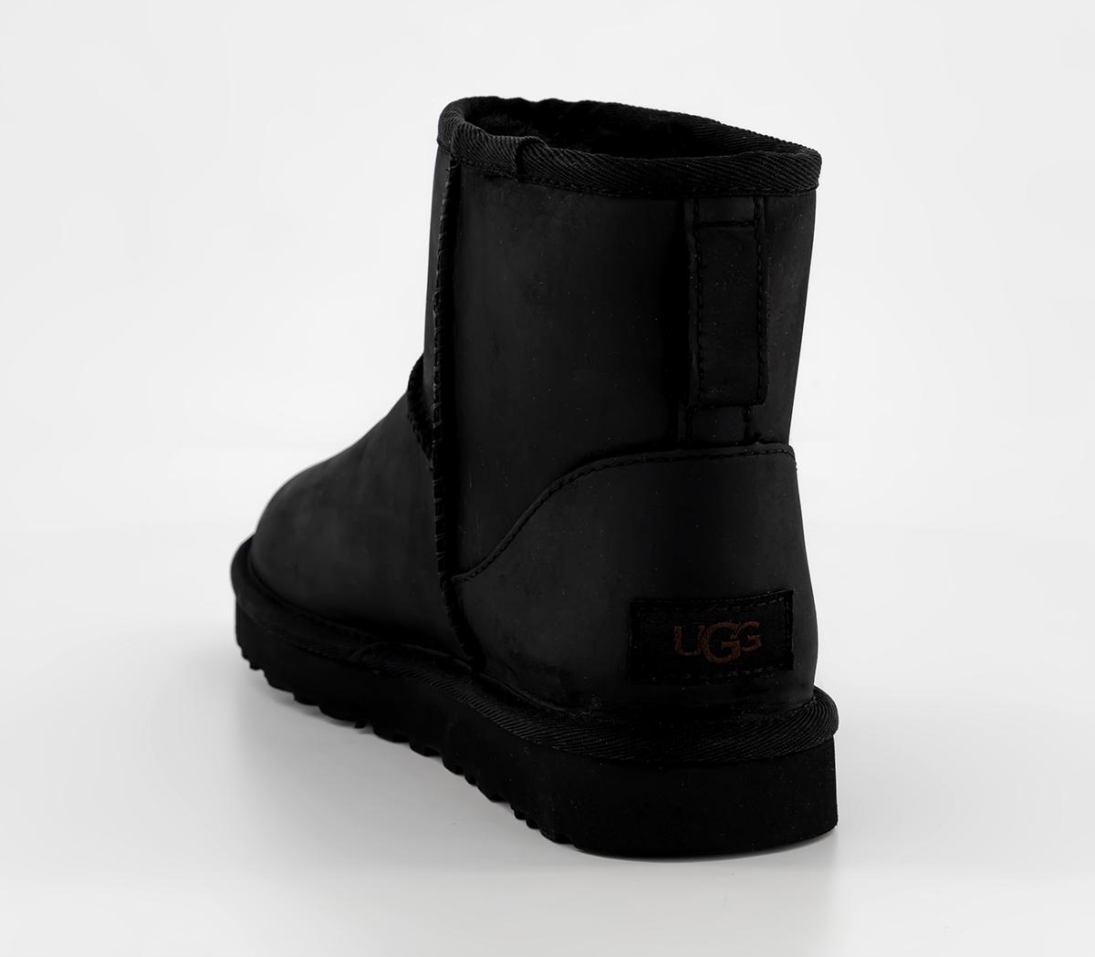 UGG Classic Mini II Boots Black Leather - Women's Ankle Boots