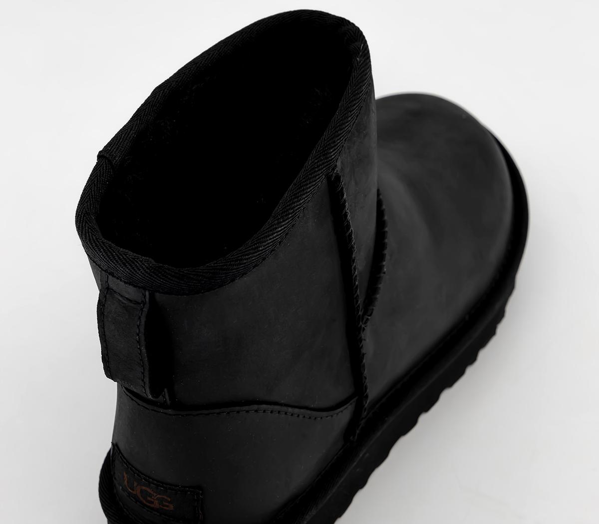 UGG Classic Mini II Boots Black Leather - Women's Ankle Boots