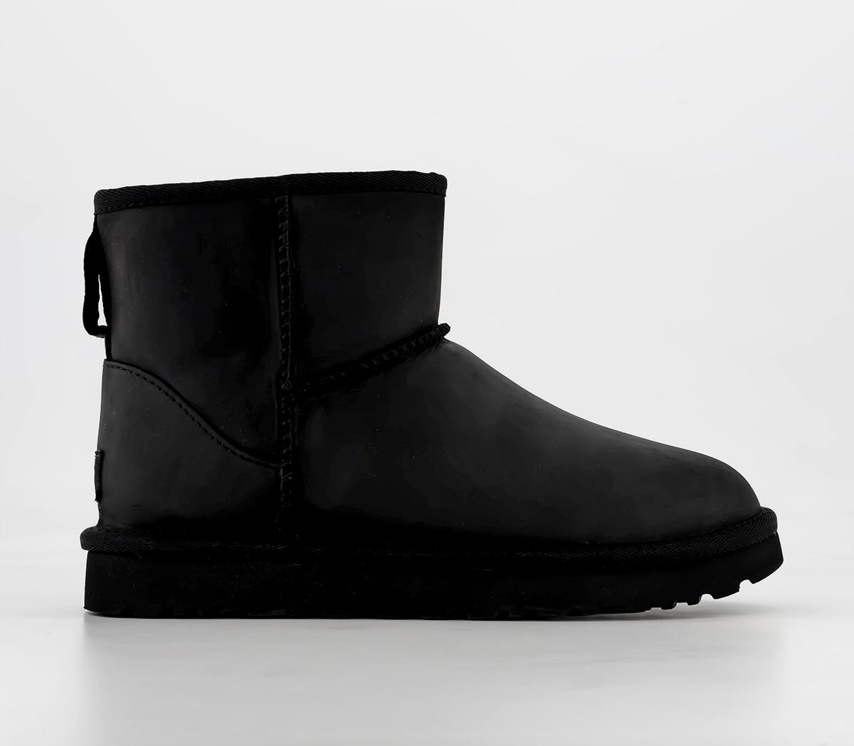 UGG Classic Mini II Boots Black Leather - Women's Ankle Boots