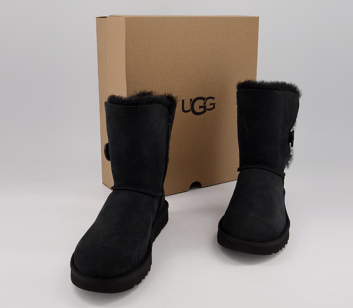UGG Bailey Button II Boots Black Suede - Women's Ankle Boots
