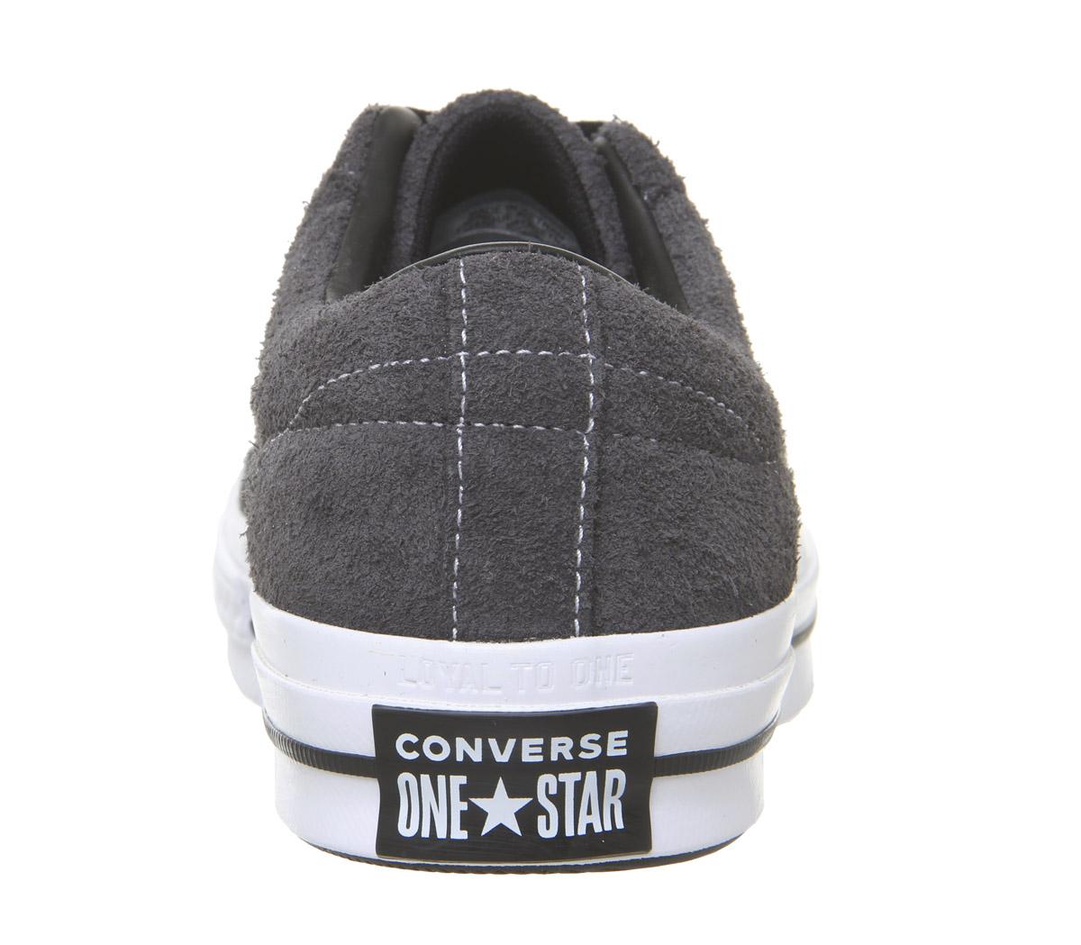 Converse One Star Trainers Almost Black White - Men's Trainers
