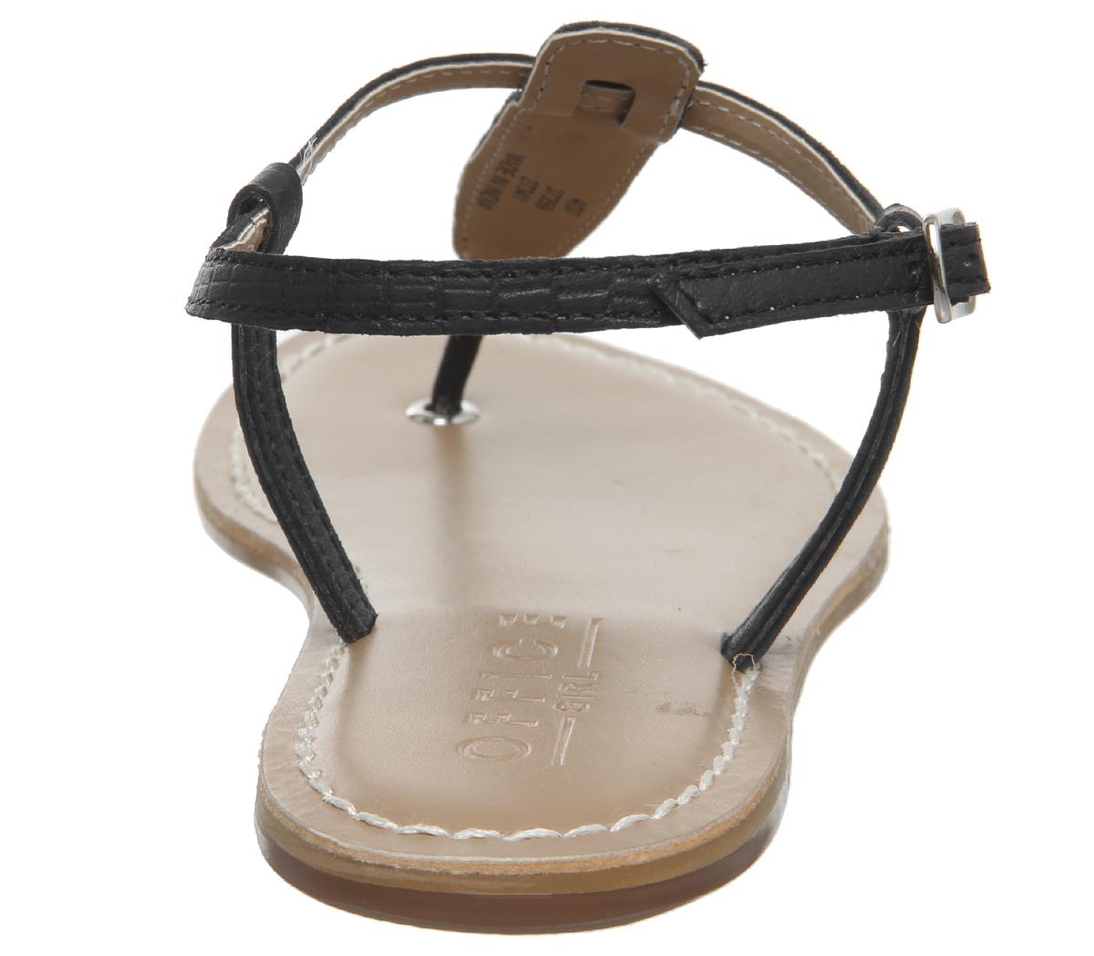 OFFICE Samba Toe Post Sandals Black Croc Leather - Women’s Sandals