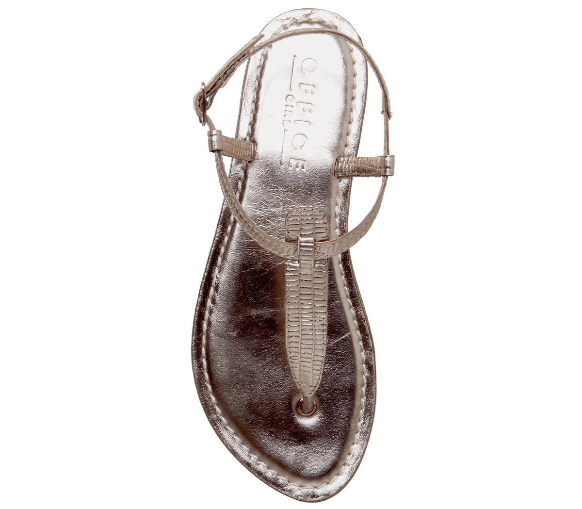 OFFICE Samba Toe Post Sandals Rose Gold Croc Leather Drench - Women’s ...