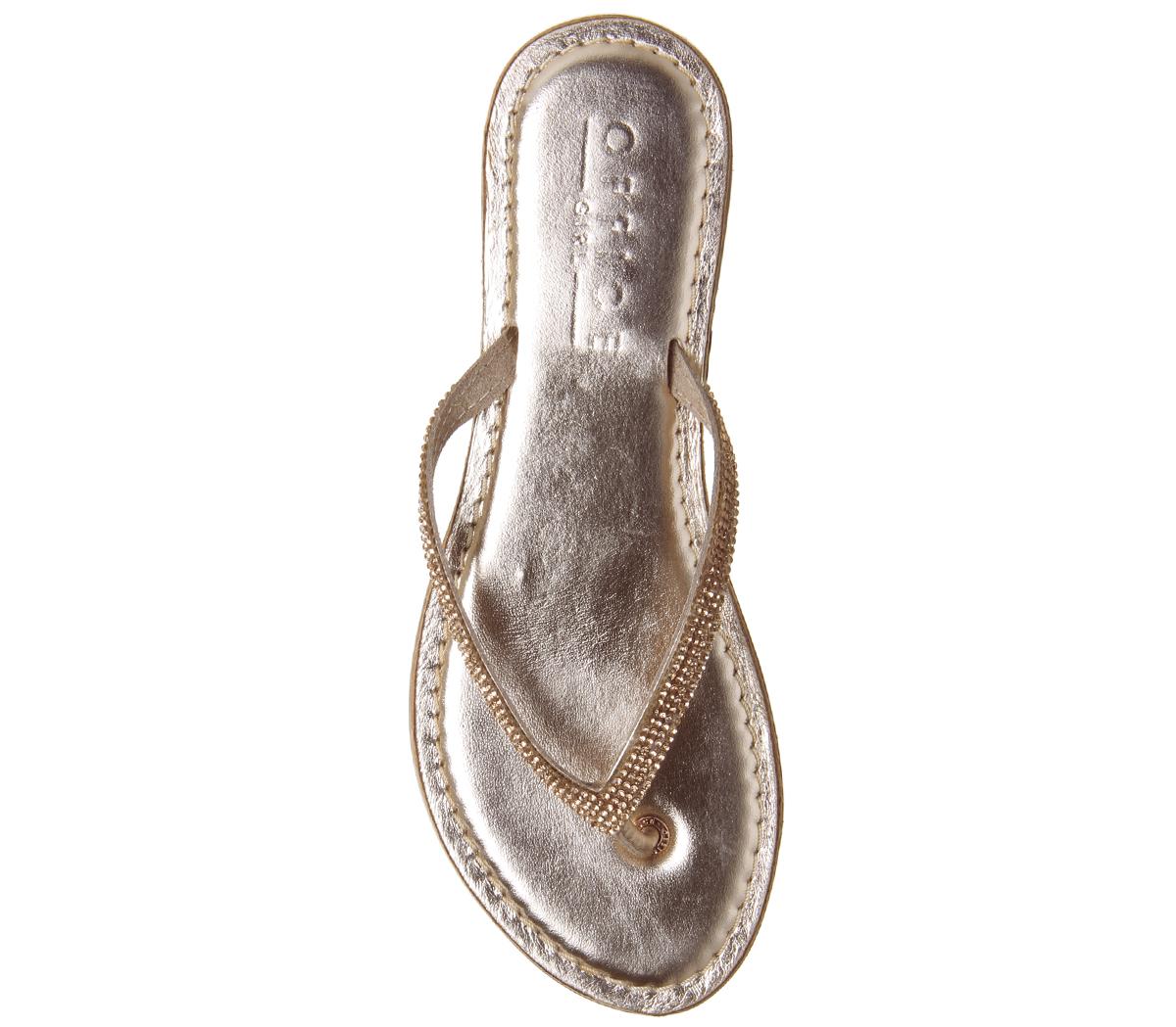 OFFICE Stix Toe Post Mule Sandals Rose Gold Metallic Diamante - Women’s ...