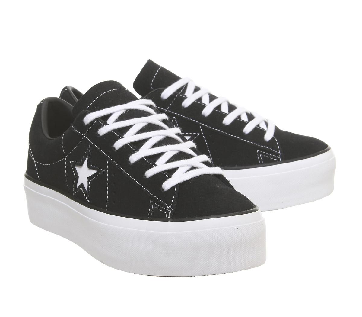 Converse One Star Platform Trainers Black Black White - Women's Trainers