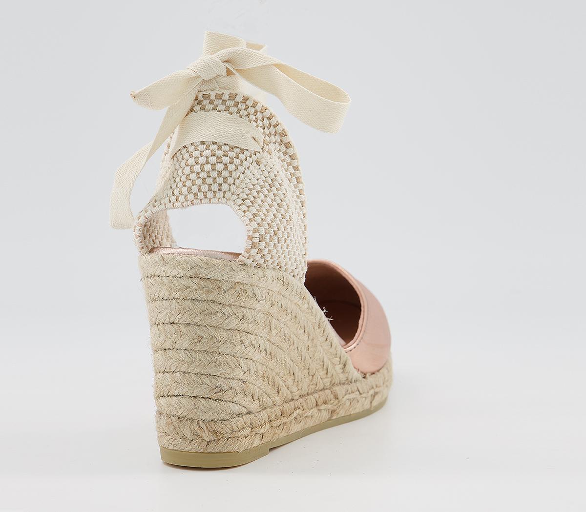 Gaimo for OFFICE Ankle Wrap Wedges Rose Gold - High Heels