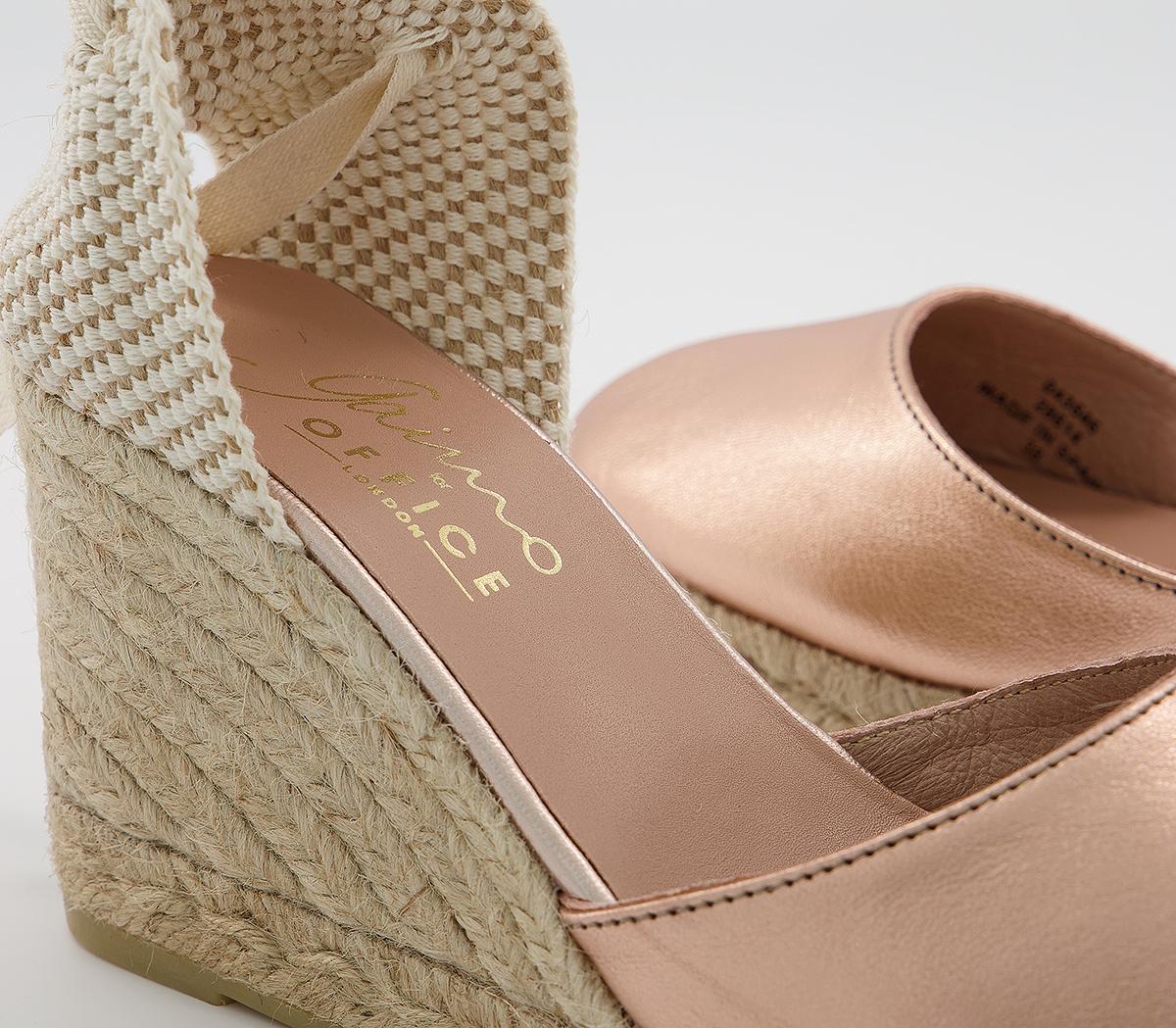 Gaimo for OFFICE Ankle Wrap Wedges Rose Gold - High Heels