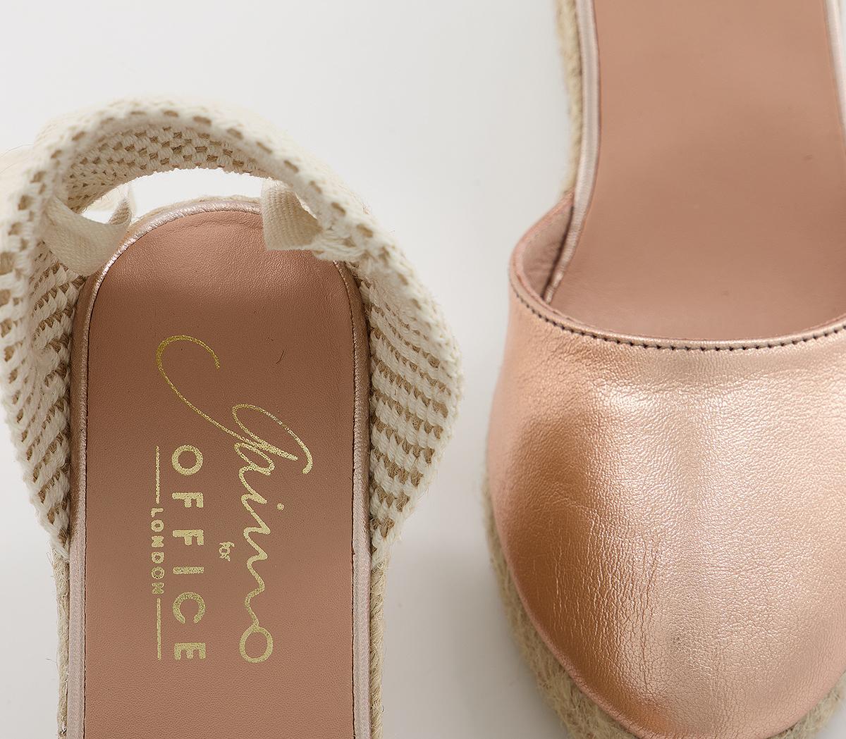 Gaimo for OFFICE Ankle Wrap Wedges Rose Gold - High Heels
