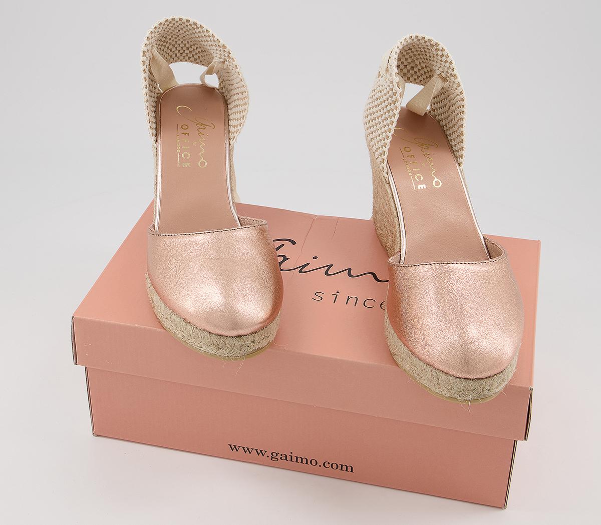 Gaimo for OFFICE Ankle Wrap Wedges Rose Gold - High Heels