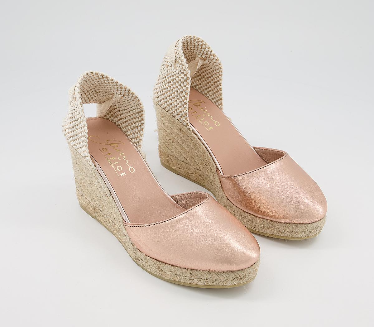 Gaimo for OFFICE Ankle Wrap Wedges Rose Gold - High Heels