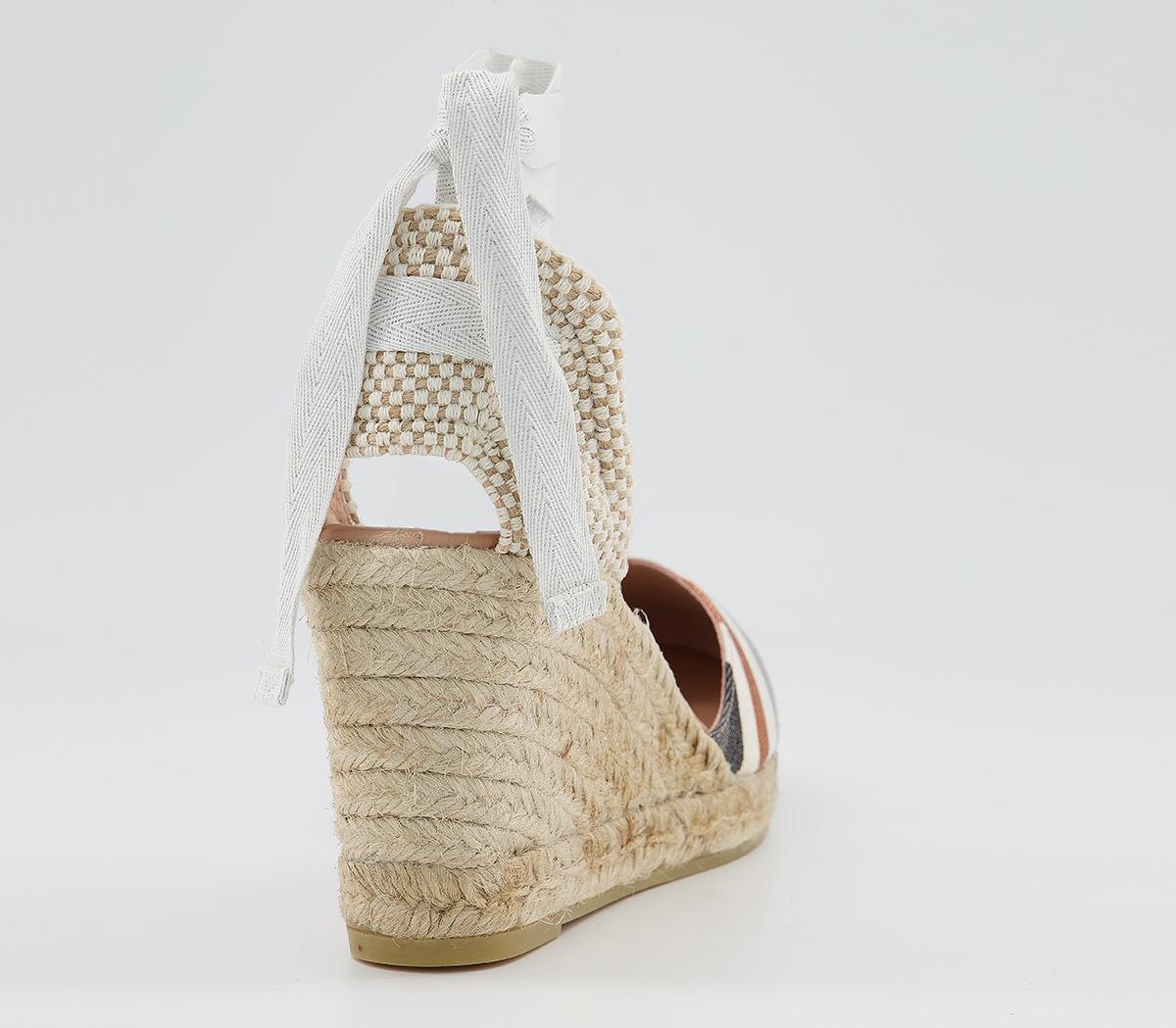 Gaimo for OFFICE Ankle Wrap Espadrilles Metallic Canvas Stripe - High Heels