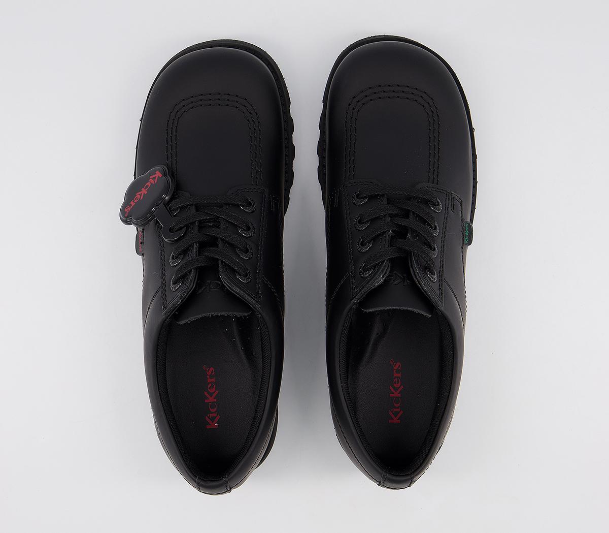 Kickers Kick Lo Junior Shoes Black Leather - Unisex