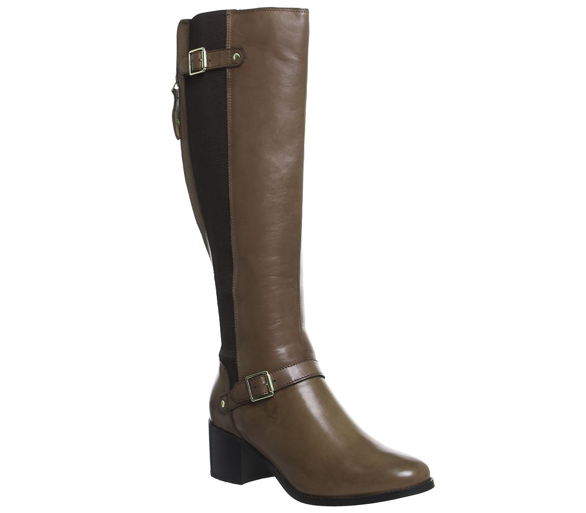 OFFICE Kestrel Mid Heel Riding Boots Tan Leather - Women's Knee High Boots