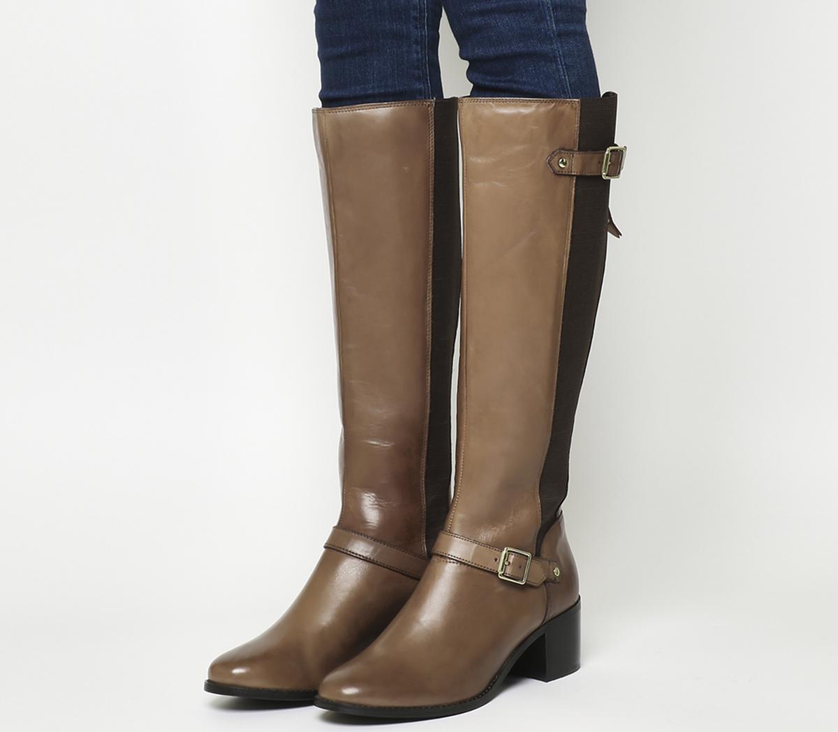 OFFICE Kestrel Mid Heel Riding Boots Tan Leather - Women's Knee High Boots