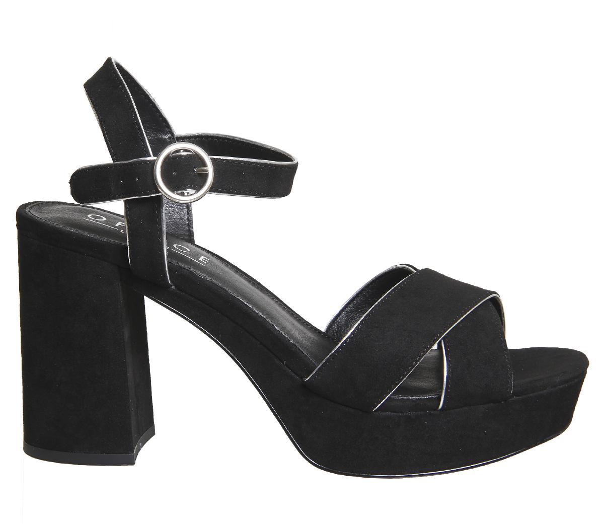 OFFICE Mate Platform Heels Black - Mid Heels
