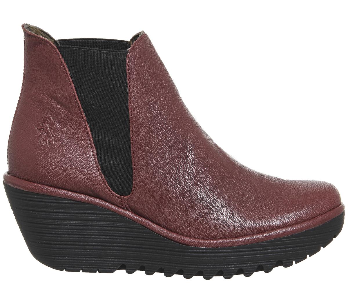 Fly London Yoss Chelsea Boots Red Mousse - Women's Ankle Boots