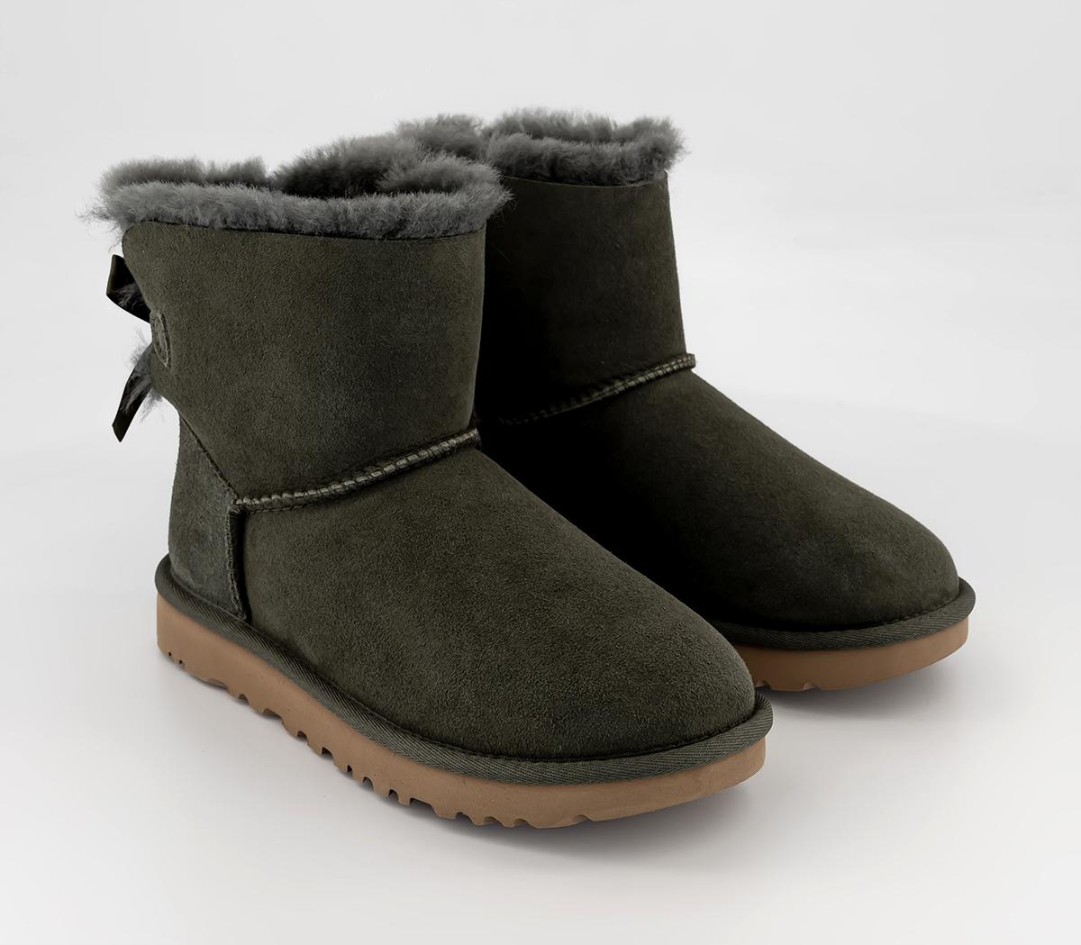 UGG Mini Bailey Bow Boots Forest Night - Women's Ankle Boots