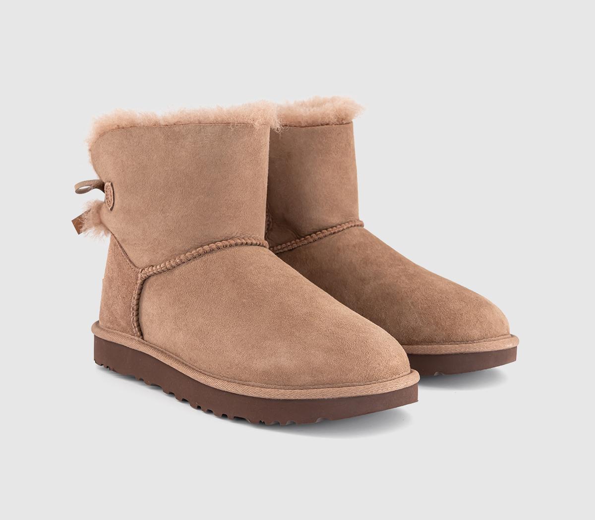 UGG Mini Bailey Bow Boots Rocky Oak - Women's Ankle Boots
