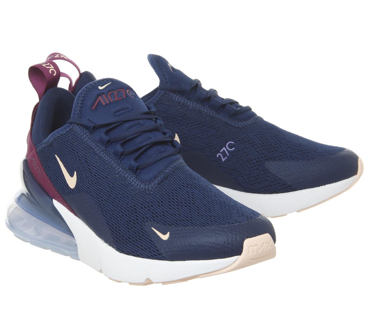 Nike Air Max 270 Trainers Blue Void Crimson Tint True Berry Platinum ...