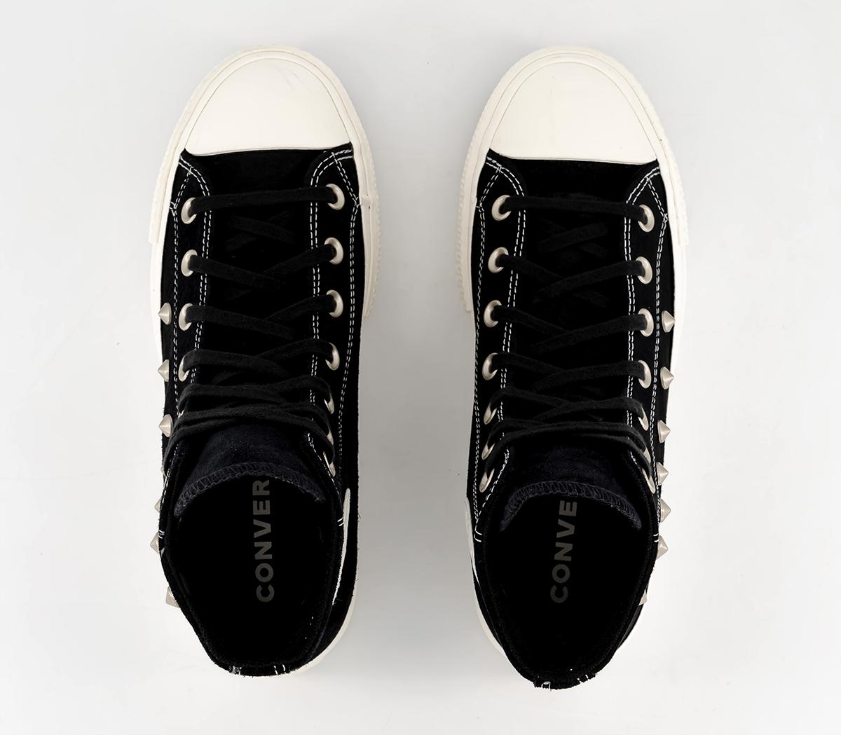 Converse All Star Lift Hi Platform Trainers Black Light Gold Egret Stud ...