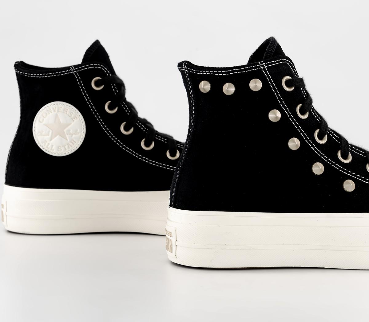 Converse All Star Lift Hi Platform Trainers Black Light Gold Egret Stud ...