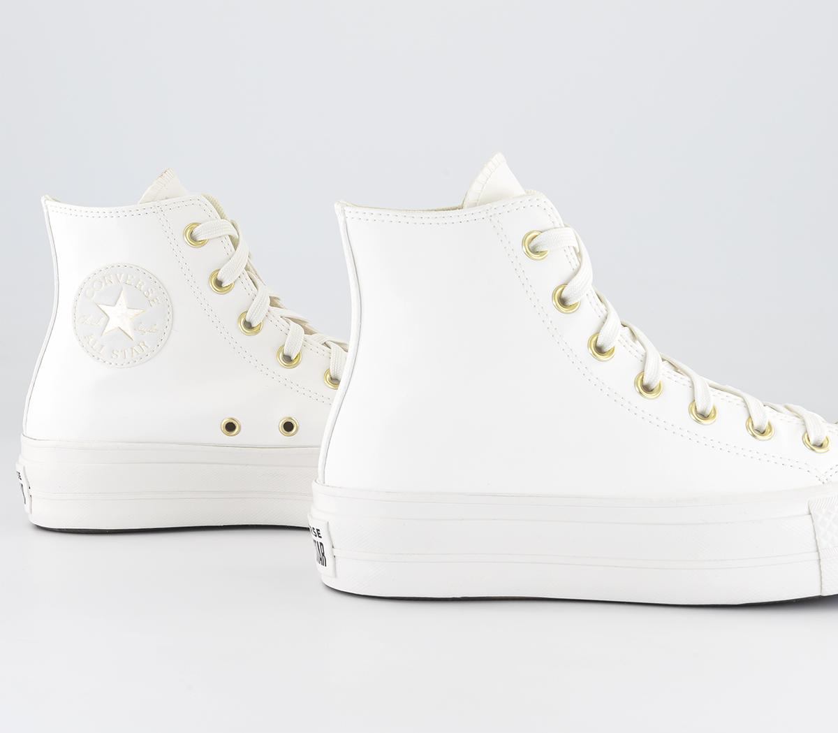 Converse All Star Lift Hi Platform Trainers Vintage White Egret Gold ...