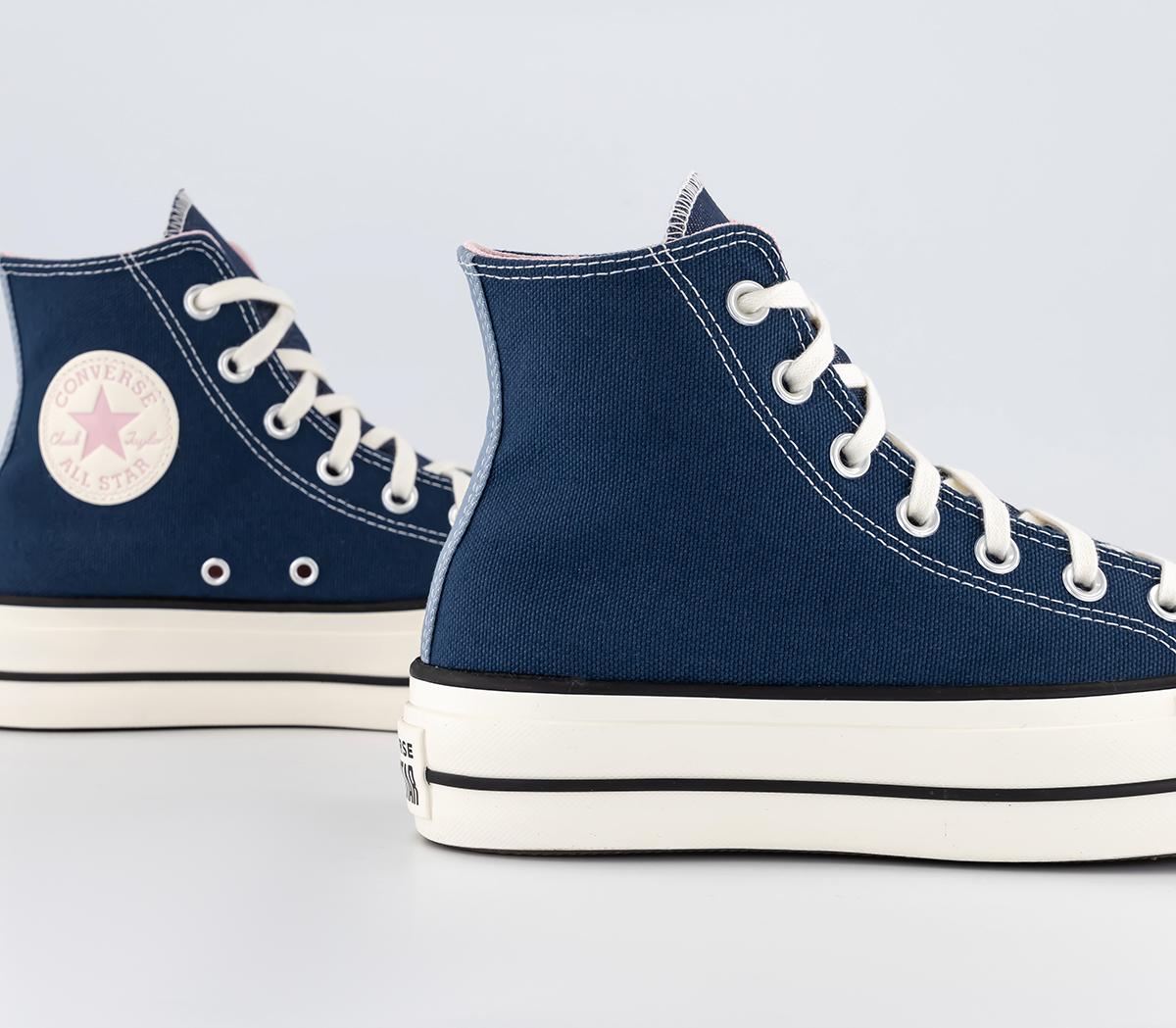 Converse All Star Lift Hi Platform Trainers Navy Egret Sunrise Pink ...