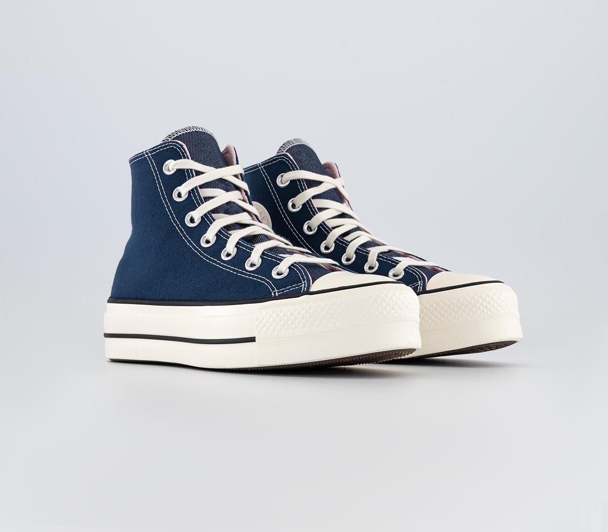 Converse All Star Lift Hi Platform Trainers Navy Egret Sunrise Pink ...
