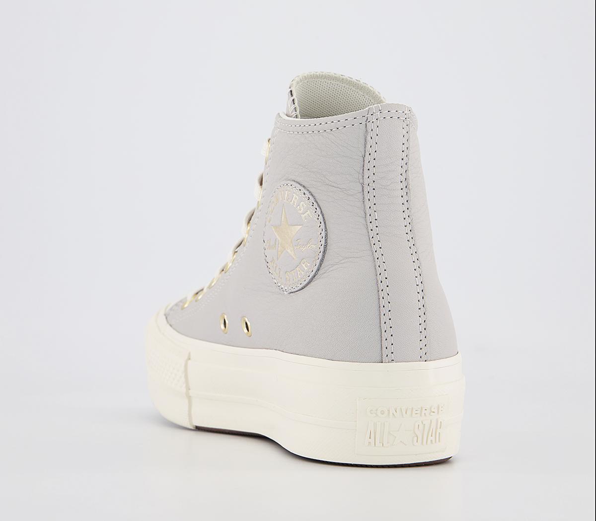 Converse All Star Lift Hi Platform Trainers Mouse Egret Light Gold ...