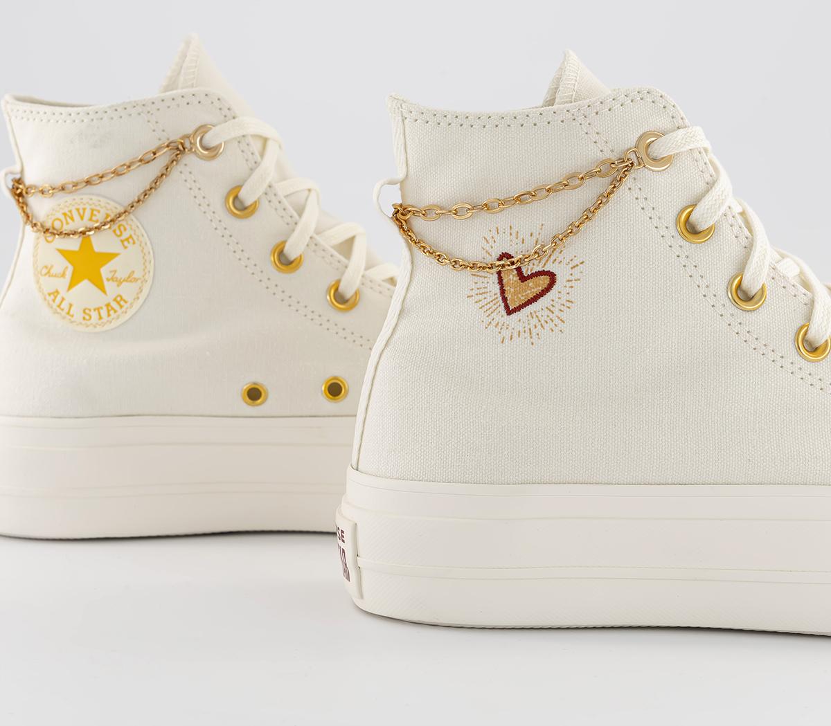Converse All Star Lift Hi Platform Valentine's Trainers Egret Potato ...