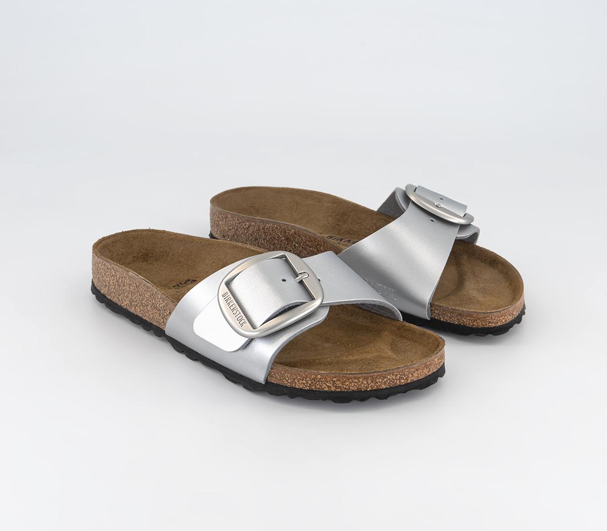 BIRKENSTOCK Madrid Big Buckle Sandals Metallic Silver - Women’s Sandals