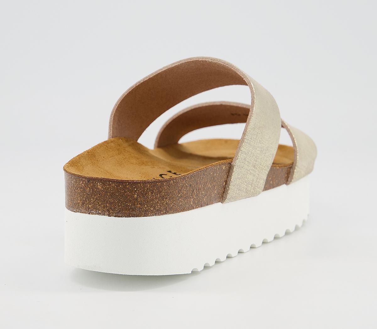 OFFICE Magnetic 2 Footbed Sandals Gold Leather - Women’s Sandals