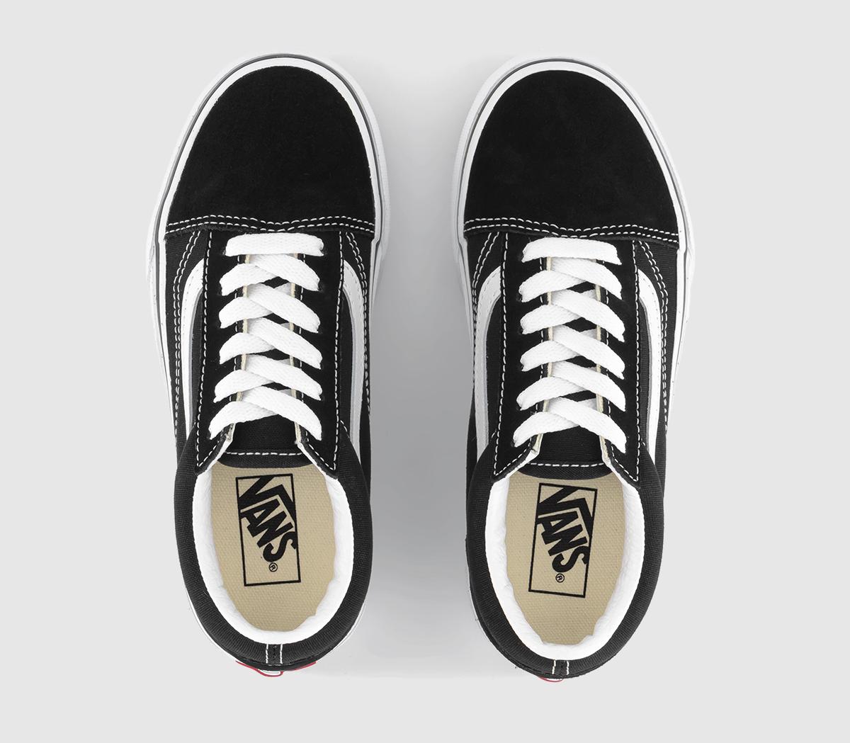 Vans Old Skool Platform Kids Trainers Black White New - Unisex