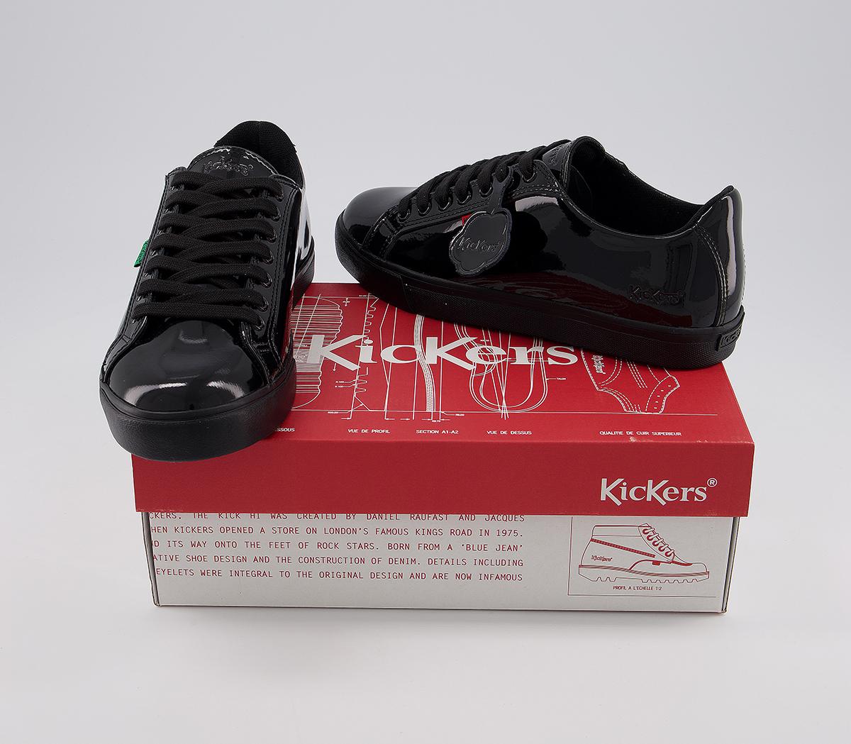 Kickers Tovni Lacer Patent Trainers Black Patent - School Shoes and ...