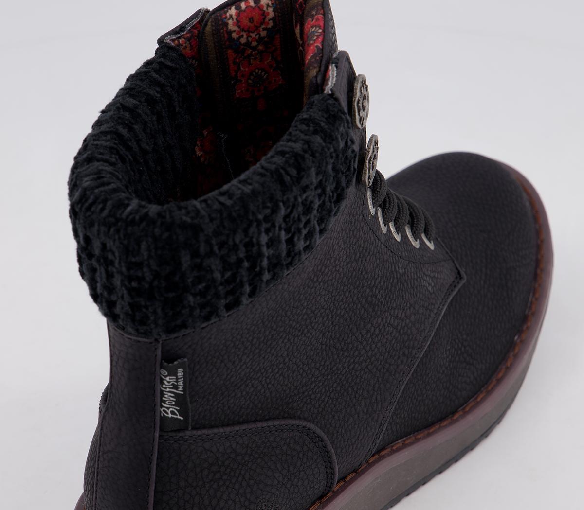 Blowfish Malibu Chomper Wedge Boots Black - Women's Ankle Boots