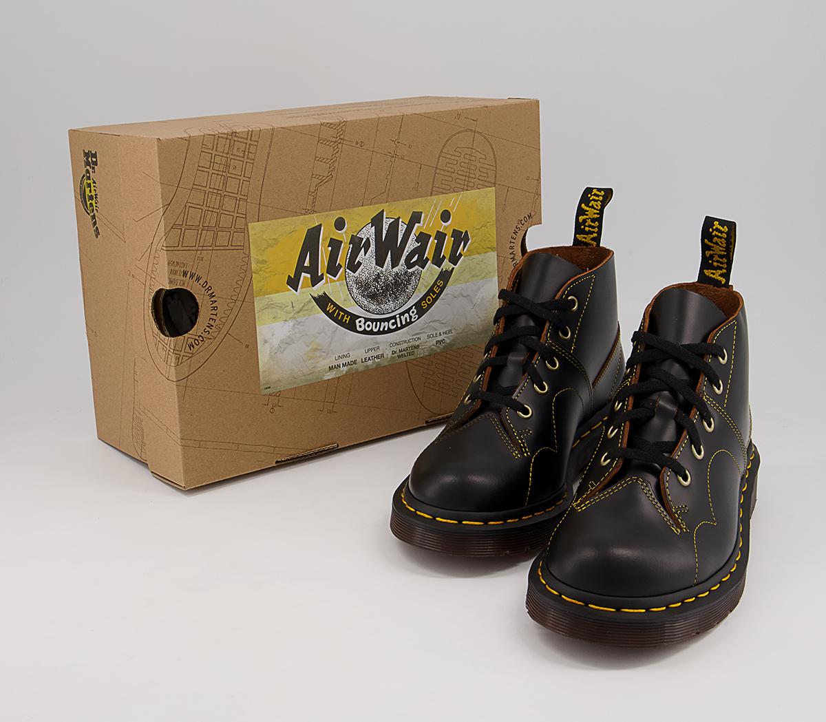 Dr. Martens Church 5 Eye Monkey Boots Black Vintage Smooth - Women's ...