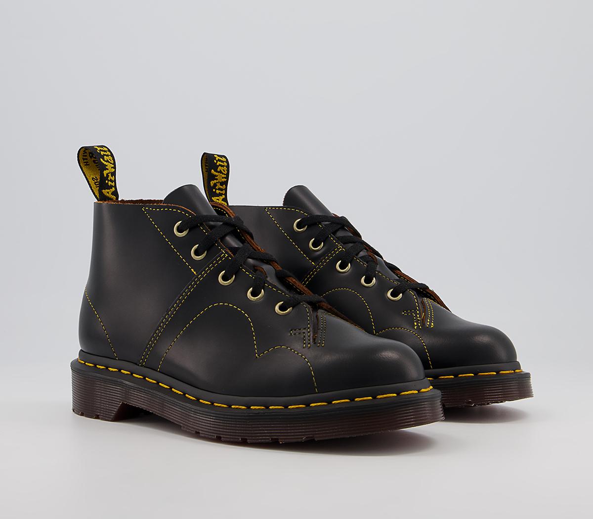 Dr. Martens Church 5 Eye Monkey Boots Black Vintage Smooth - Women's ...
