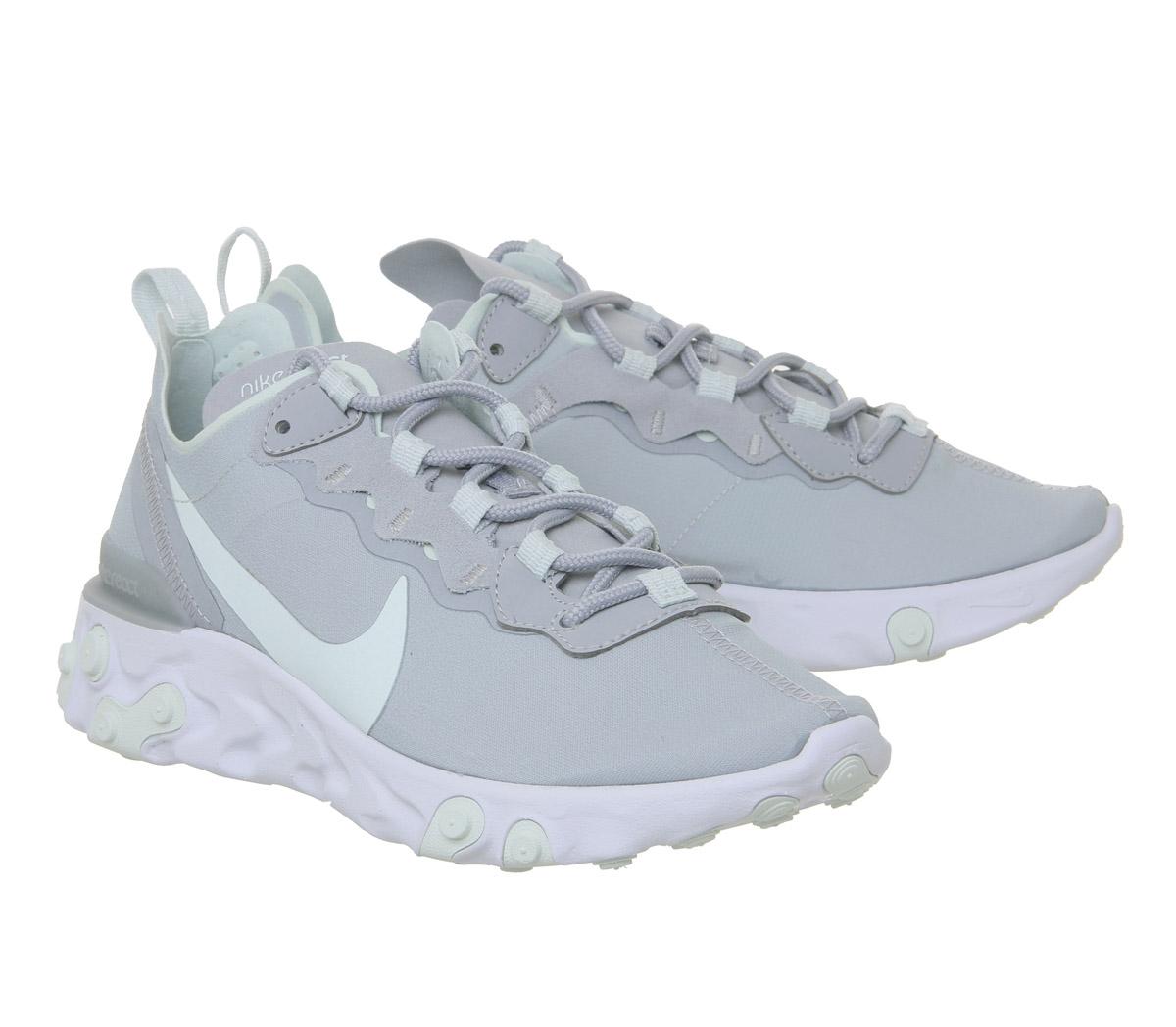 Nike React Element 55 Trainers Wolf Grey Ghost Aqua White - Women's Trainers