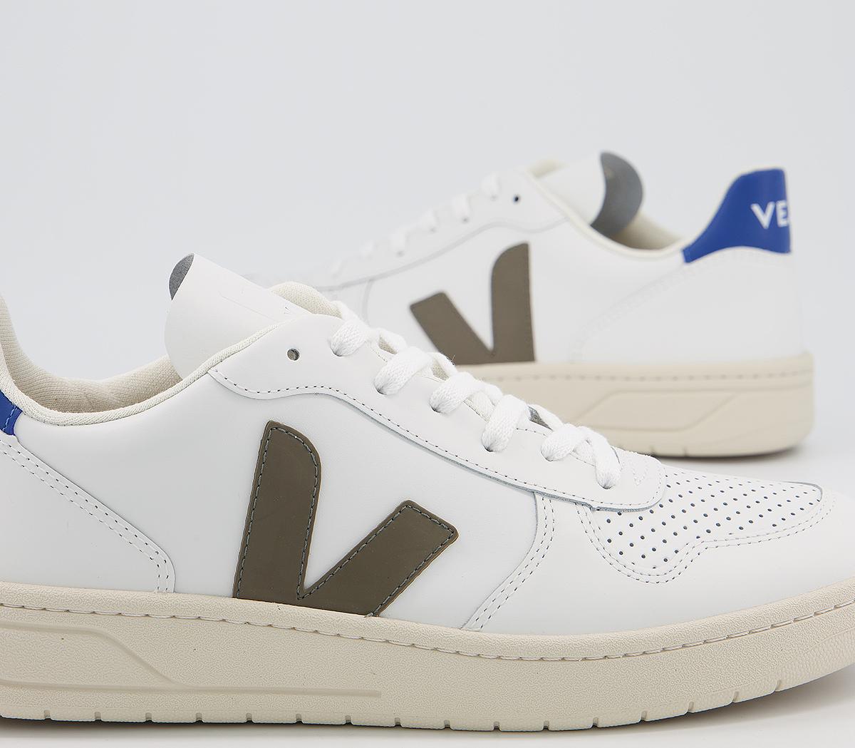 VEJA V-10 Trainers White Khaki Indigo - Women's Classic Trainers