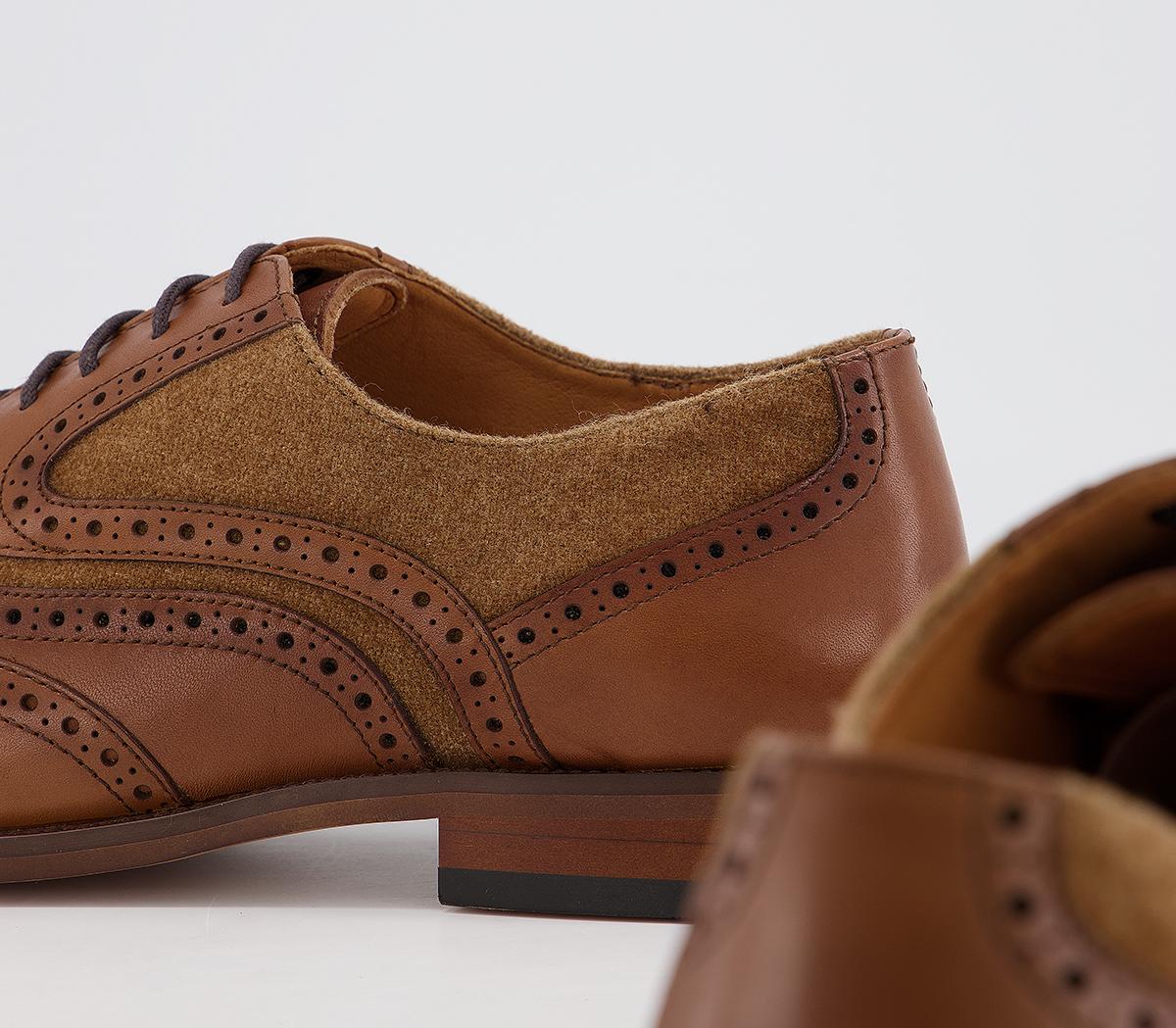 OFFICE Infuse Brogues Tan Leather Taupe Textile - Men’s Smart Shoes