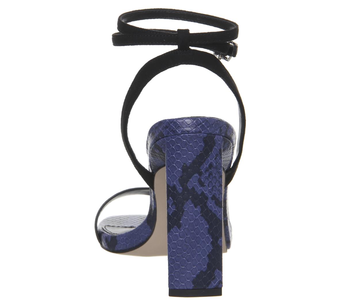 OFFICE Harlan Two Part Block Sandal Heels Blue Snake Mix - High Heels