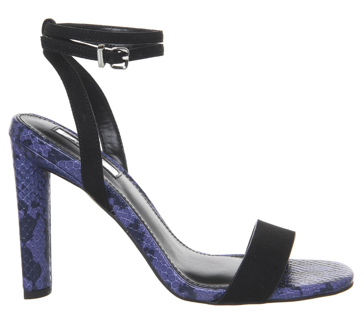 OFFICE Harlan Two Part Block Sandal Heels Blue Snake Mix - High Heels