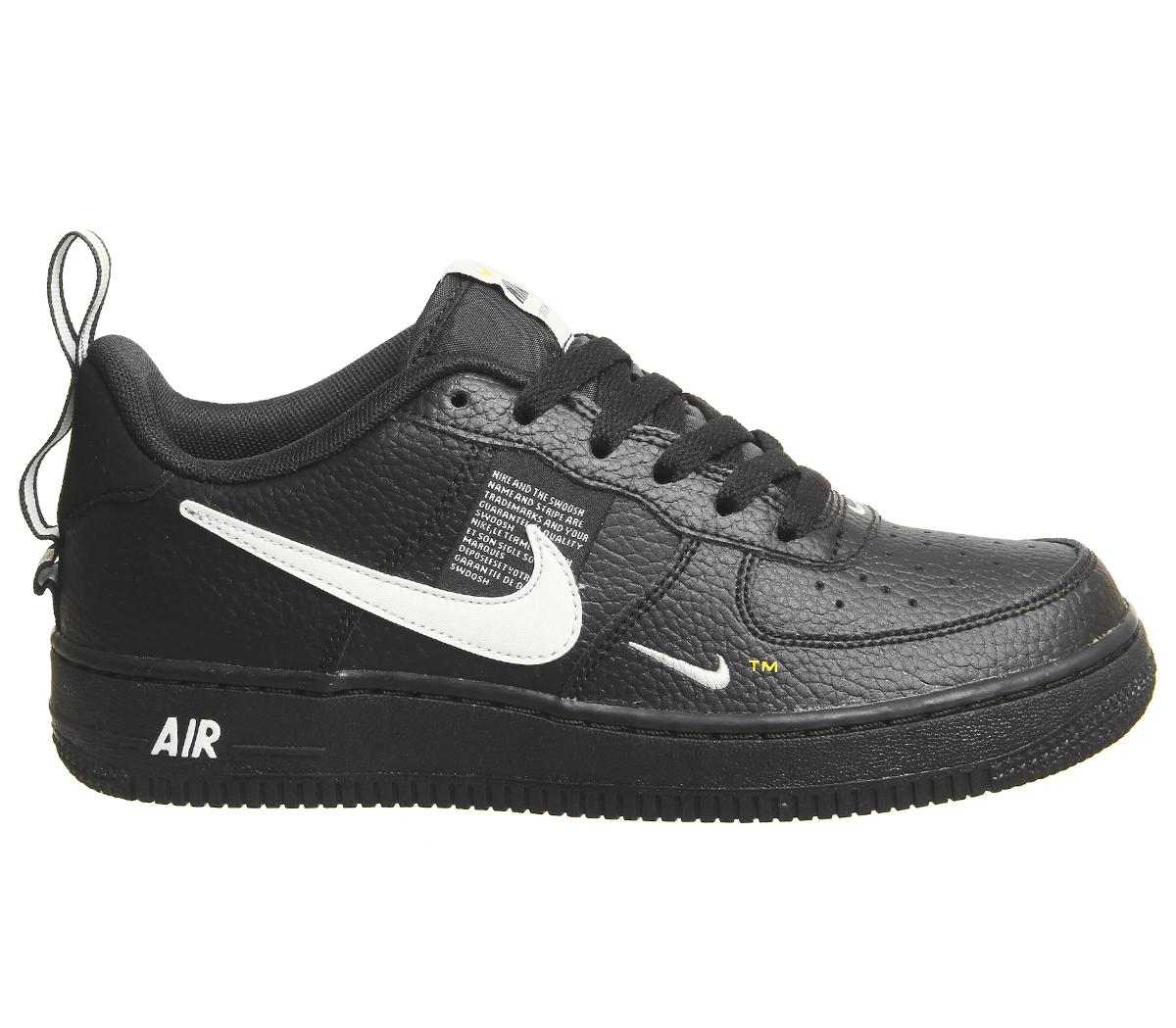 Nike Air Force 1 Lv8 GS Trainers Black White Black Tour Yellow - Women ...