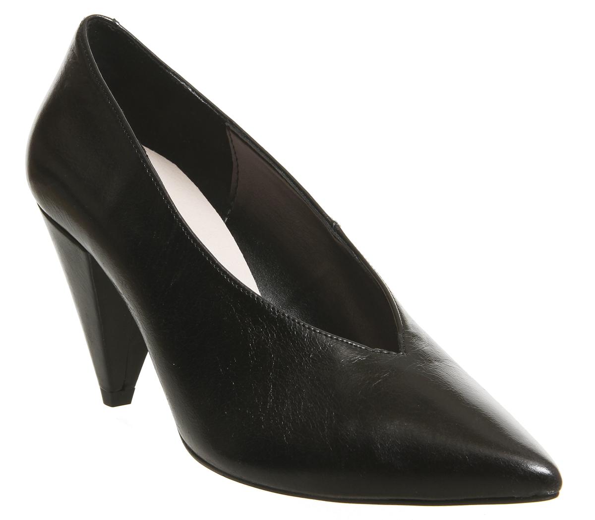 OFFICE Motor Cone Heel Courts Black - Mid Heels