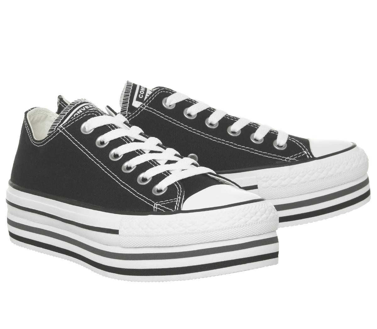 Converse Chuck Taylor Platform Layer Ox Trainers Black White - Women's ...